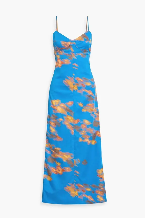 Victoria Beckham Printed Cotton Midi Dress - Azure