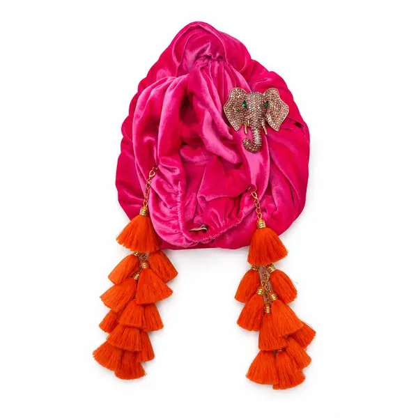 JULIA CLANCEY Nellita Hotty Chacha Turban With Tassels - Pink