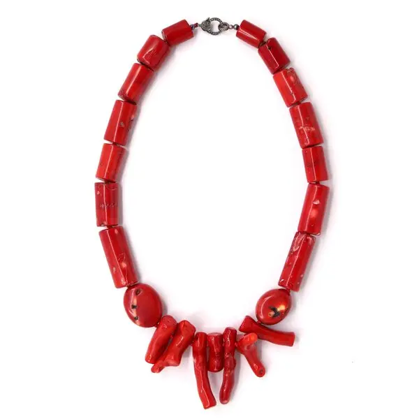 SHAR OKE Red Coral And Silver Statement Necklace - Red/silver
