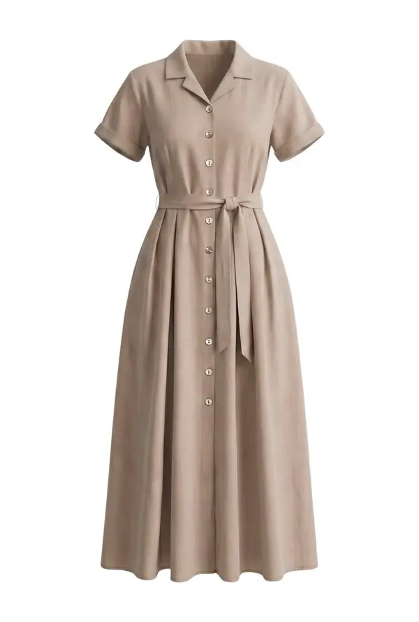 FRANCHETTI BOND Violetta Linen Blend Shirt Dress - Brown