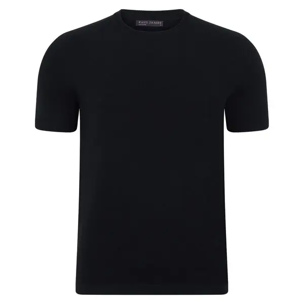 PAUL JAMES KNITWEAR Lightweight Cotton Julius Knitted T-shirt - Black