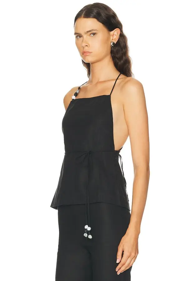 L'academie Linen Blend Halter Top