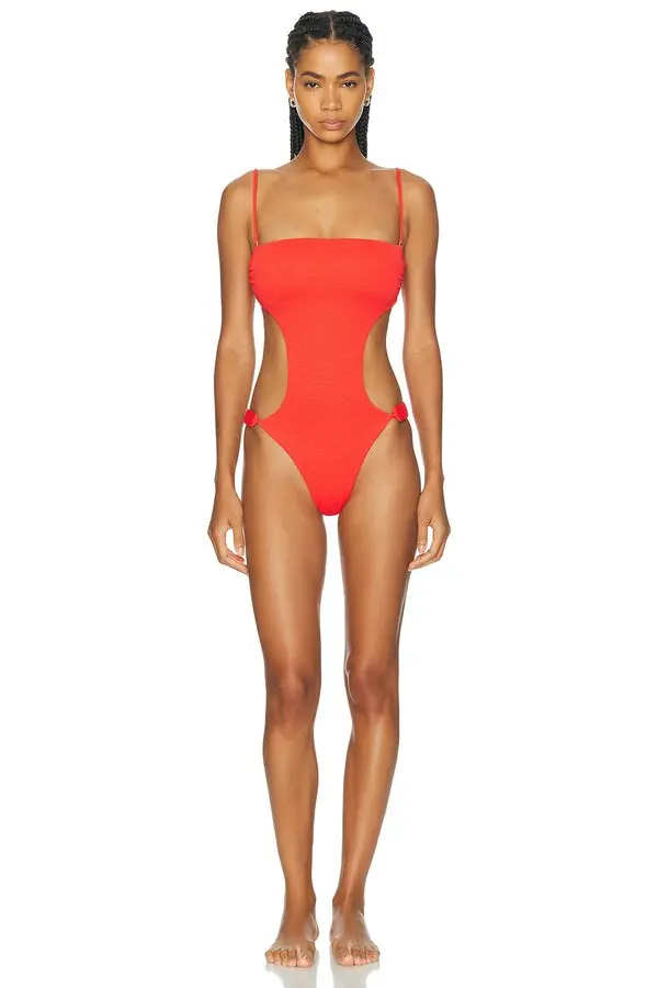 VIX PAULA HERMANNY X Rosie Huntington-whiteley Alix Bandeau One Piece Swimsuit - Red