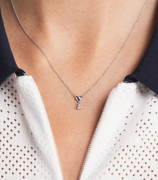 ASTRID & MIYU White Gold And Topaz Heart Necklace