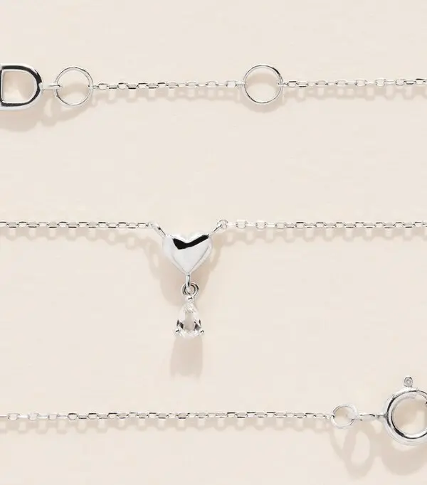 ASTRID & MIYU White Gold And Topaz Heart Necklace
