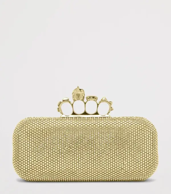 Alexander McQueen Long Crystal-embellished Knuckle Clutch Bag