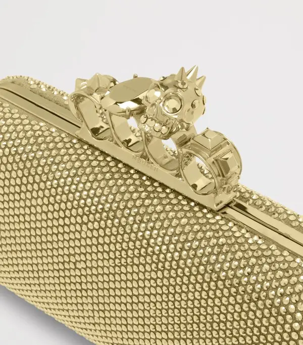 Alexander McQueen Long Crystal-embellished Knuckle Clutch Bag