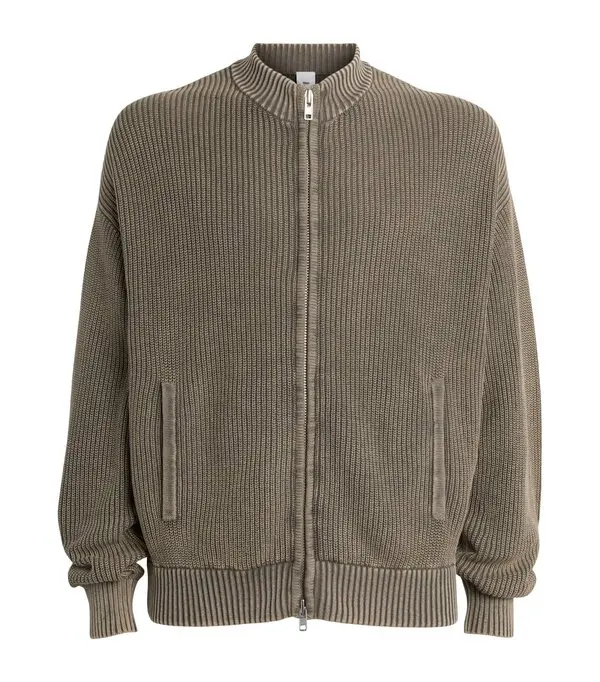 WON HUNDRED Bradley Heavyweight Cotton High-neck Zip-up Cardigan - Grey