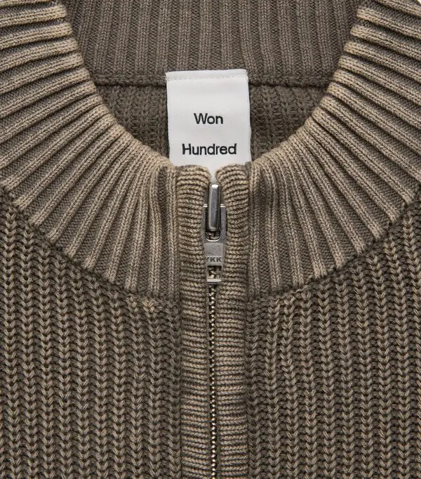 WON HUNDRED Bradley Heavyweight Cotton High-neck Zip-up Cardigan