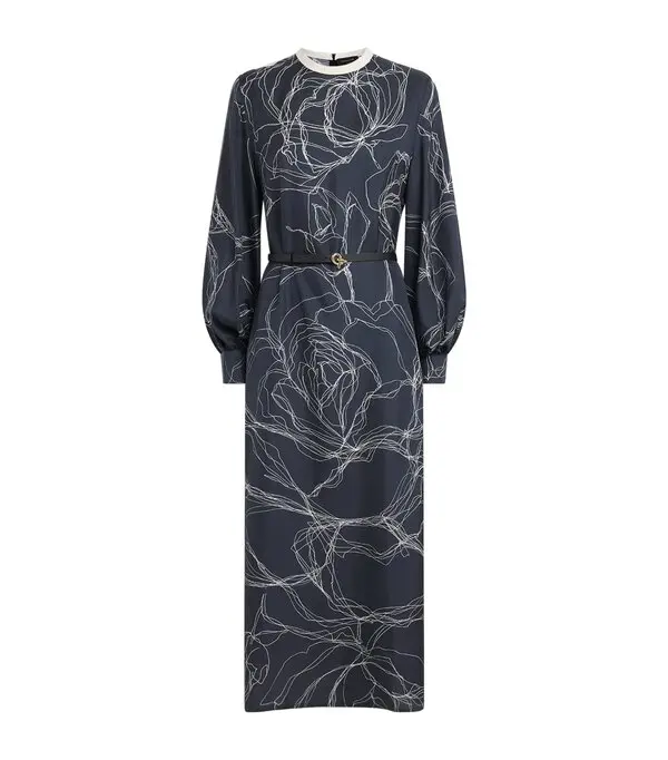 Fabiana Filippi Printed Silk Midi Dress - Blue