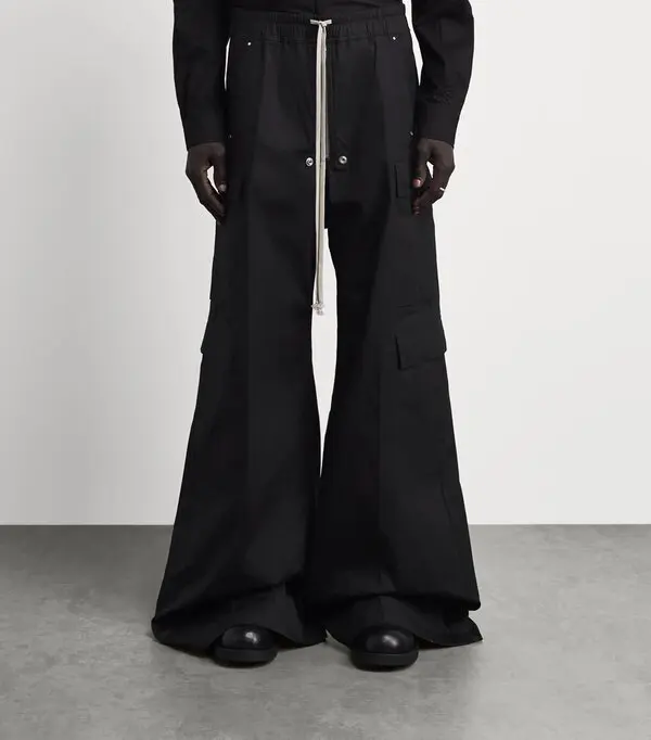 Rick Owens Stretch-cotton Wide-leg Cargobelas Trousers