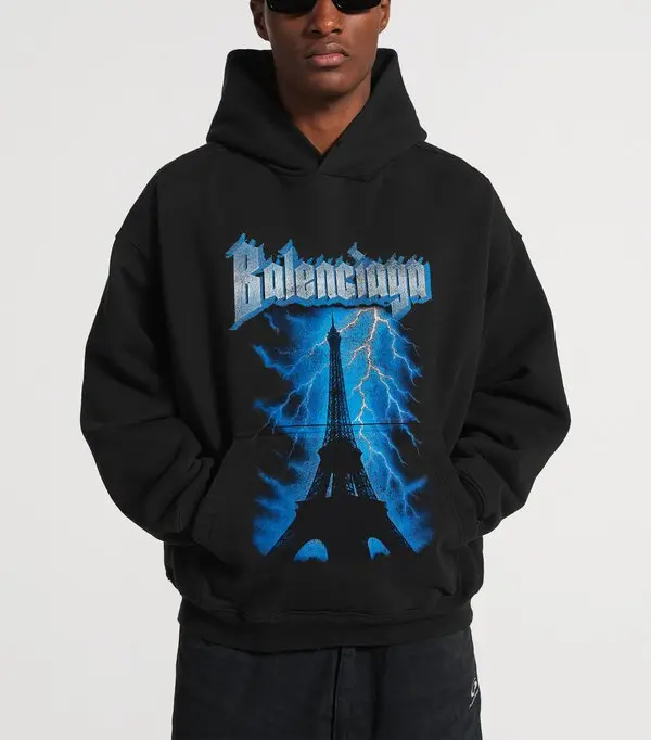 Balenciaga Cotton Paris Thunderstorm Hoodie