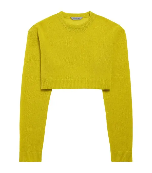 Balenciaga Cashmere Crew-neck Cropped Sweater - Yellow