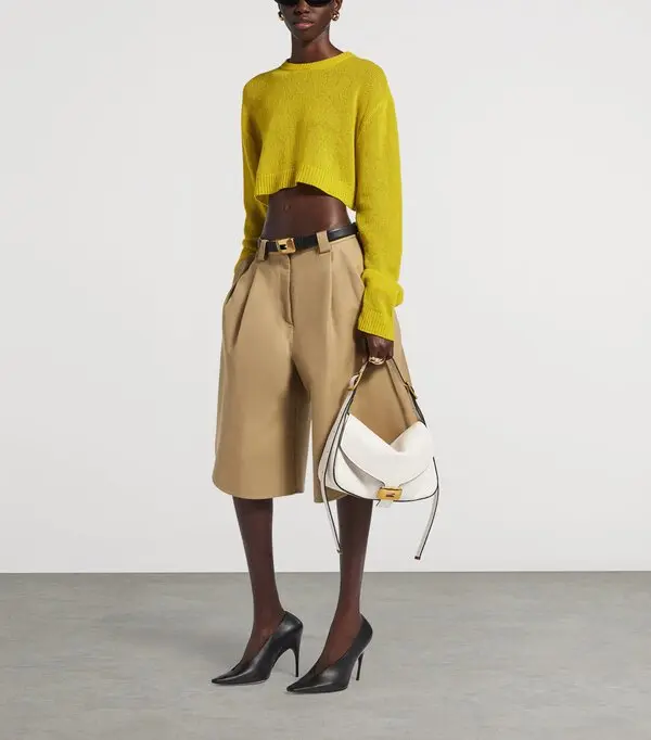 Balenciaga Cashmere Crew-neck Cropped Sweater