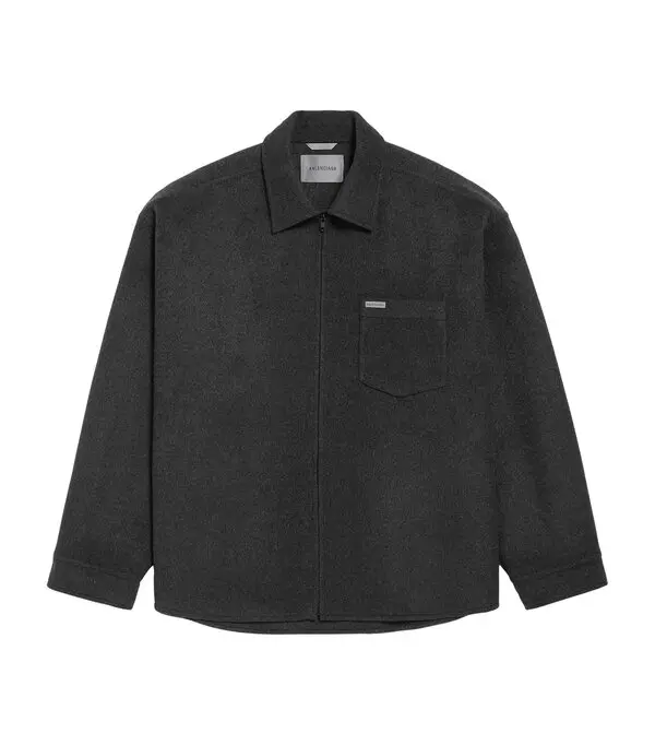 Balenciaga Wool Oversized Zip-up Overshirt