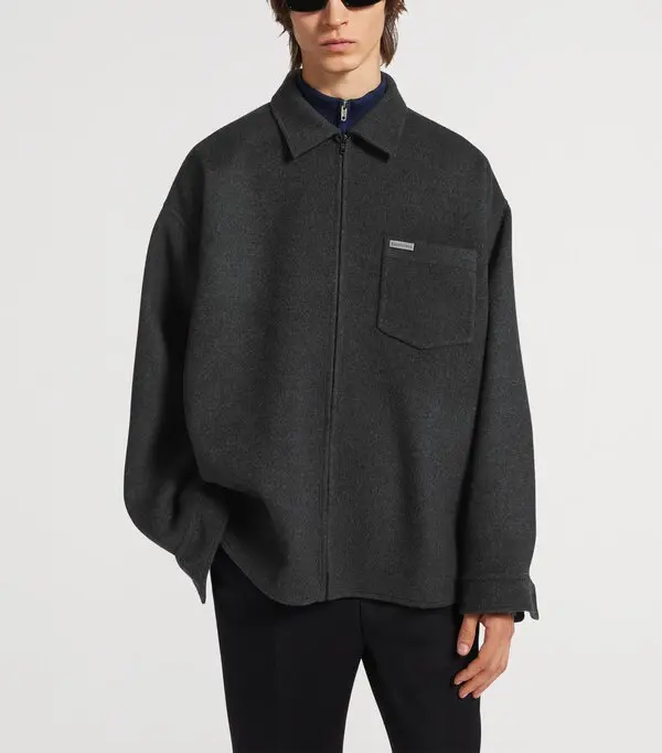 Balenciaga Wool Oversized Zip-up Overshirt