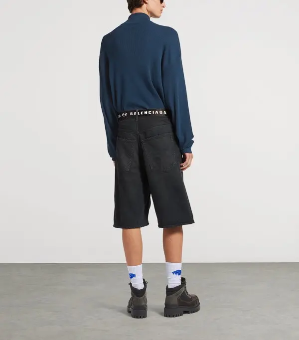 Balenciaga Belted Oversized Denim Shorts