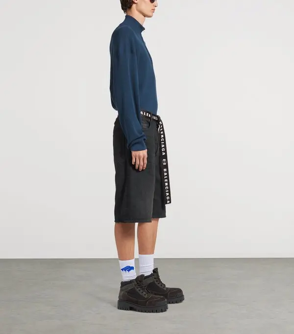 Balenciaga Belted Oversized Denim Shorts