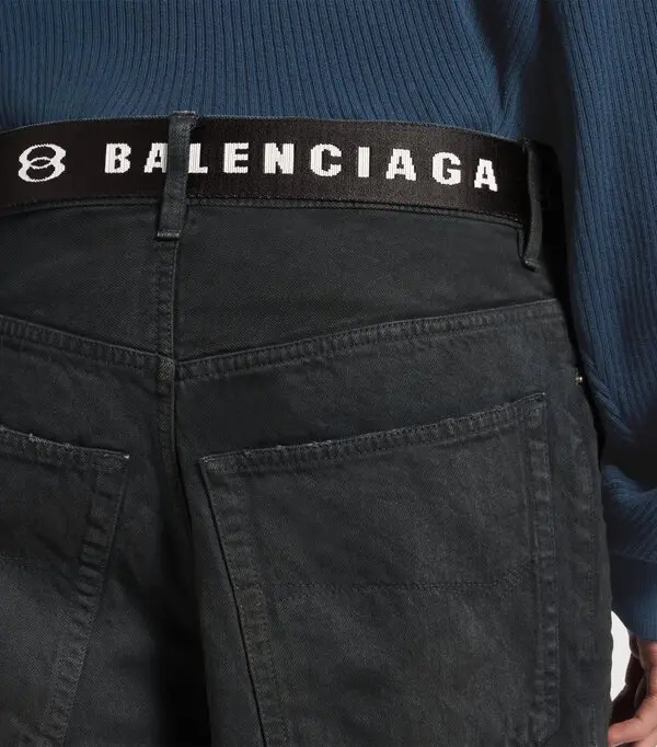Balenciaga Belted Oversized Denim Shorts
