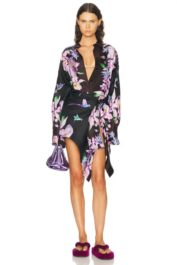 Attico Floral Shirt In Black