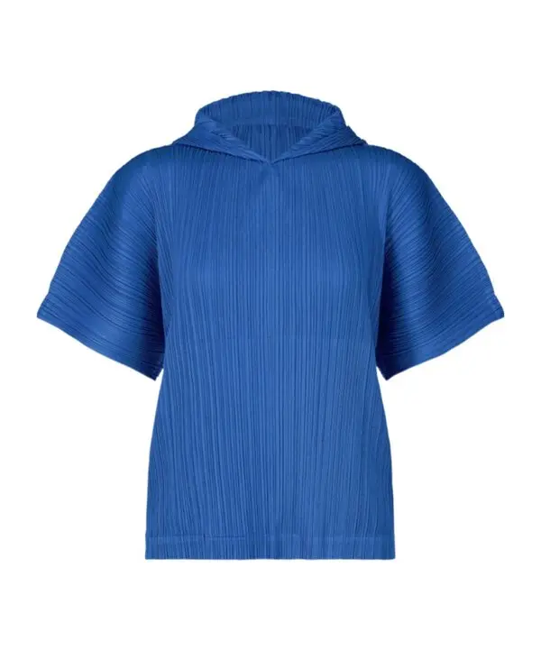 PLEATS PLEASE BY ISSEY MIYAKE Short-sleeve Hooded T-shirt - Blue