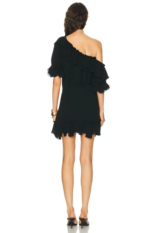 Saint Laurent Black Asymmetrical Mini Dress - Noir