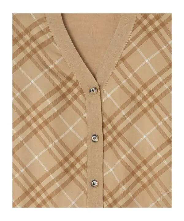 Burberry Check Panel Buttoned Cardigan