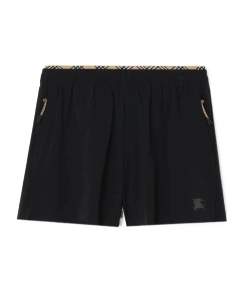 Burberry Stretch Nylon Shorts With Check Trim - Black
