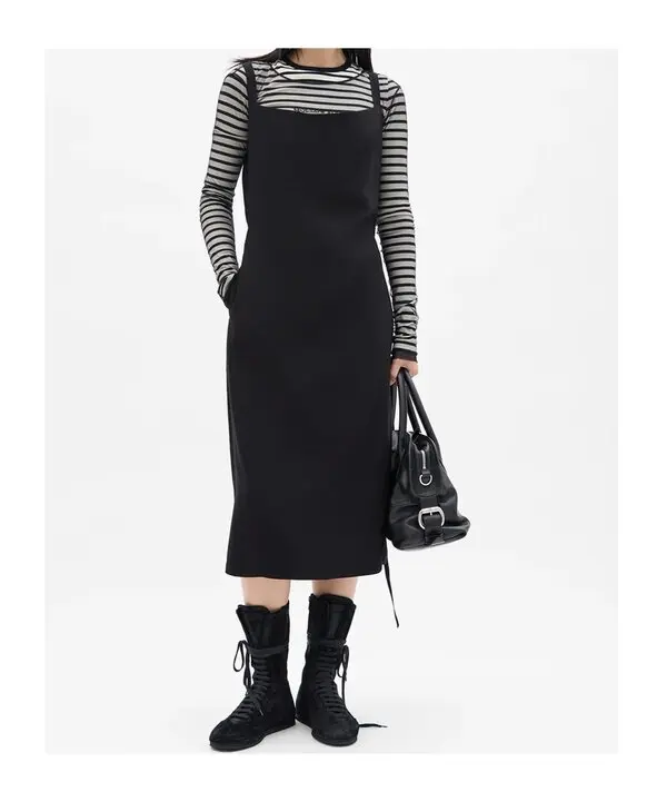 ANN DEMEULEMEESTER Striped Cropped Long Sleeve Top With Side Cutouts