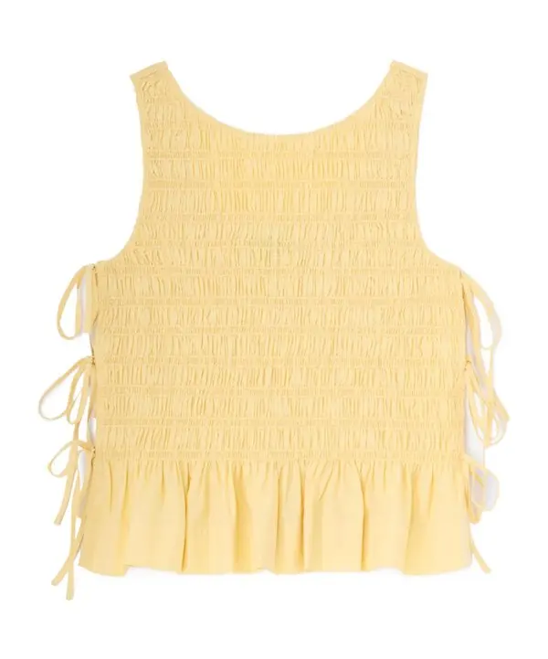 GANNI Top In Yellow Cotton - Nude