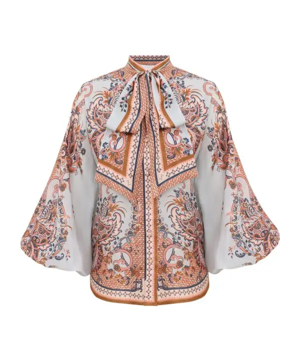 Zimmermann Aster Tie Neck Blouse - Multicolor
