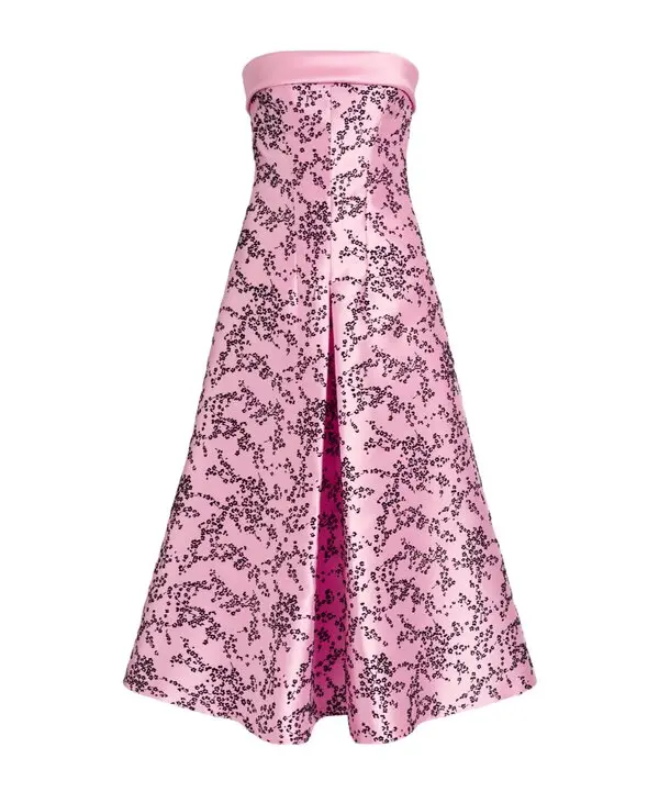 Alberta Ferretti Strapless Midi Dress In Floral Mikado