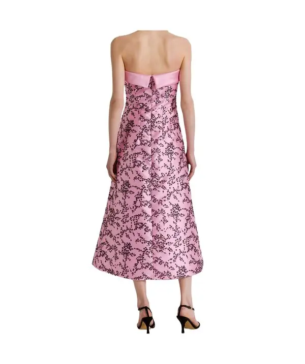 Alberta Ferretti Strapless Midi Dress In Floral Mikado