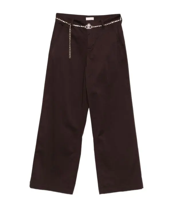 Liu Jo High Waist Flared Jeans With Embellished Belt - Brown