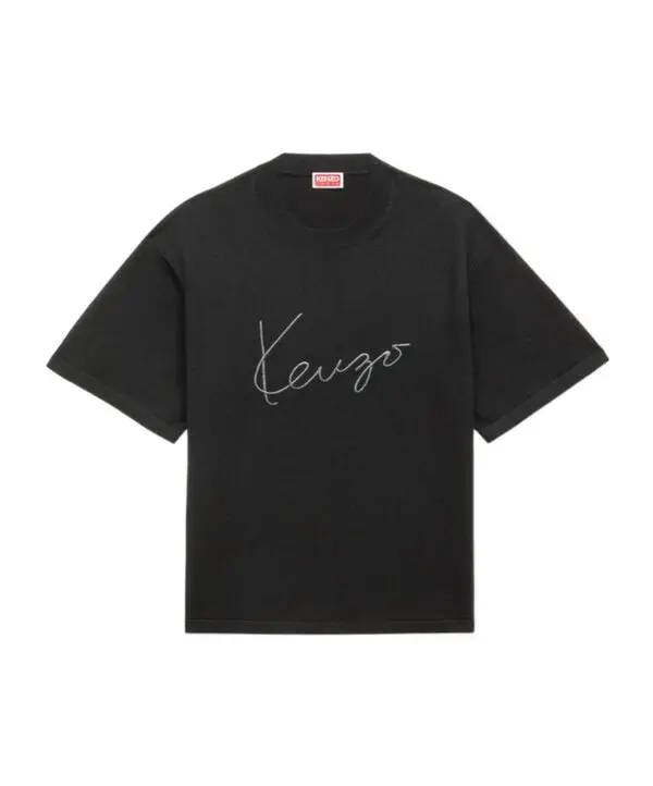 Kenzo Logo Embroidered Crewneck T-shirt - Black