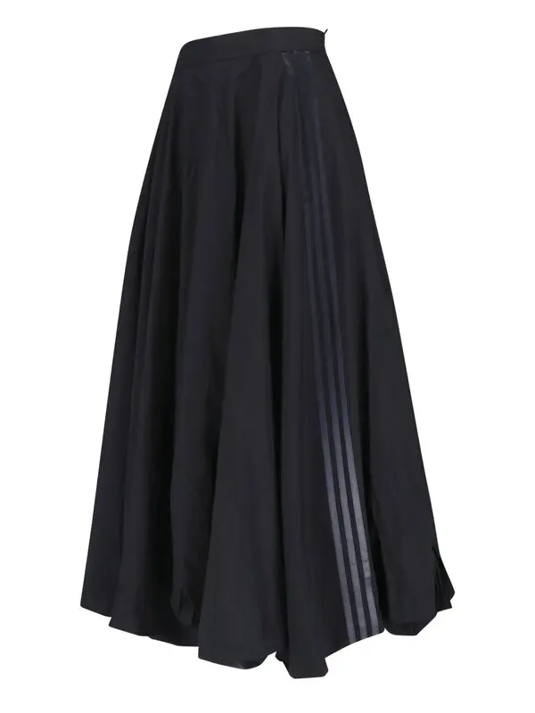 Y3 Pleated Maxi Skirt With Side Stripes