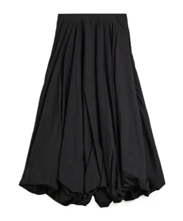Y3 Pleated Maxi Skirt With Side Stripes