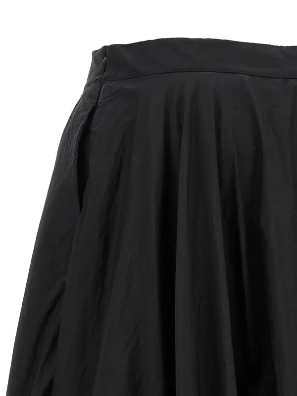 Y3 Pleated Maxi Skirt With Side Stripes