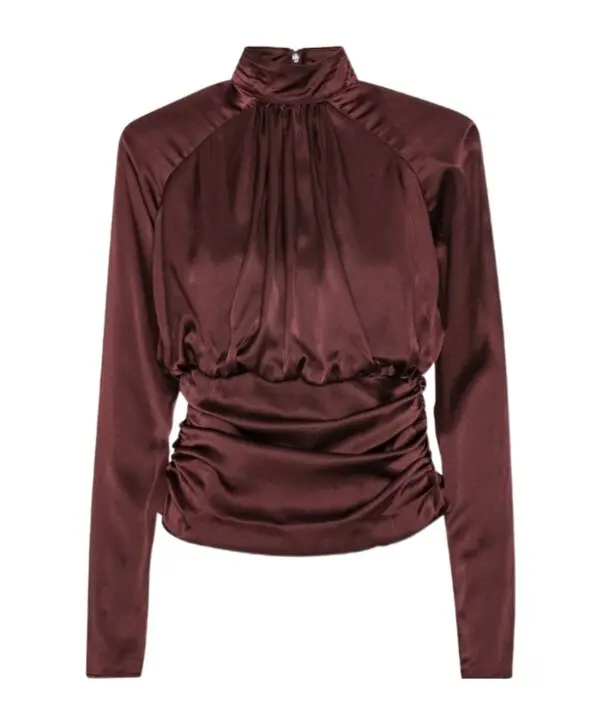 ROTATE BY BIRGER CHRISTENSEN Pleated Long-sleeved Blouse