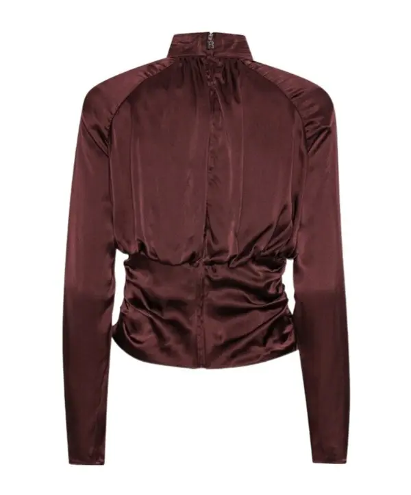 ROTATE BY BIRGER CHRISTENSEN Pleated Long-sleeved Blouse