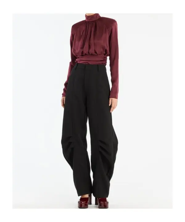 ROTATE BY BIRGER CHRISTENSEN Pleated Long-sleeved Blouse