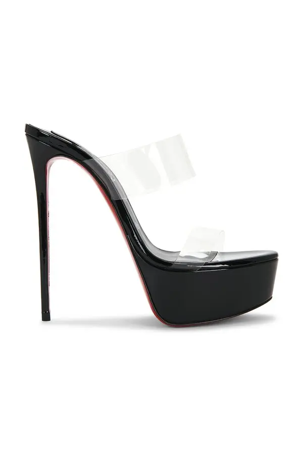 CHRISTIAN LOUBOUTIN Just Nothing Alta 150" Patent Calf Leather Platform Stiletto Sandals - Black