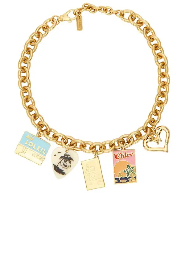 Chloé Summer Charm Necklace In Metallic Gold - Multicolor