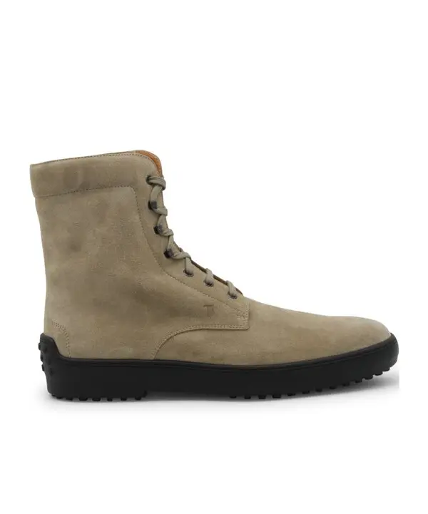TOD'S Suede Lace-up Combat Boots - Brown