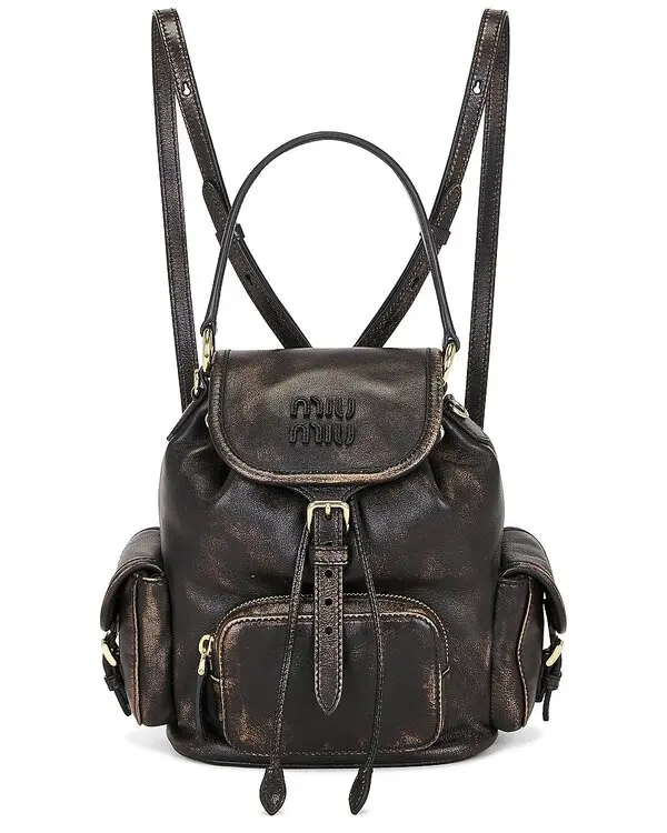 Miu Miu Lambskin Leather Backpack With Vintage Effect