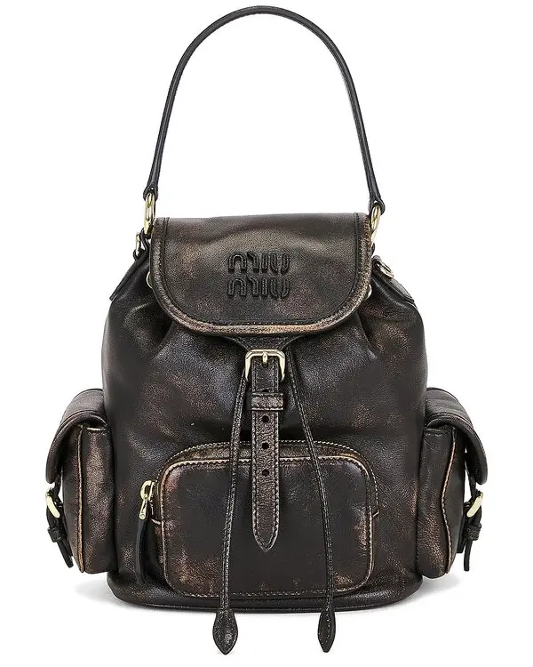 Miu Miu Lambskin Leather Backpack With Vintage Effect