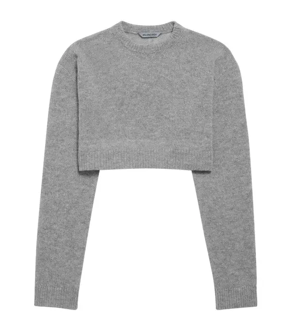 Balenciaga Cashmere Crew-neck Cropped Sweater
