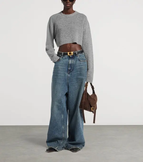 Balenciaga Cashmere Crew-neck Cropped Sweater