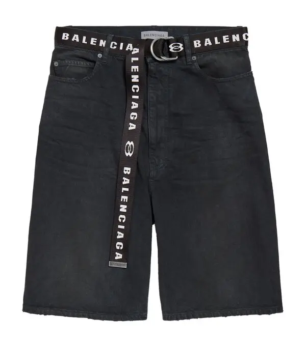 Balenciaga Belted Oversized Denim Shorts