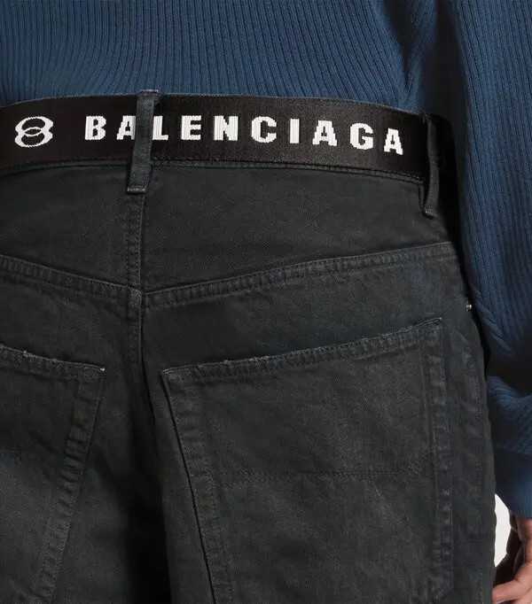 Balenciaga Belted Oversized Denim Shorts